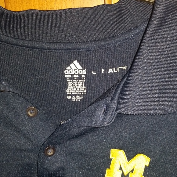 adidas | Shirts | Adidas Michigan Polo Shirt In Blue And Maize | Poshmark